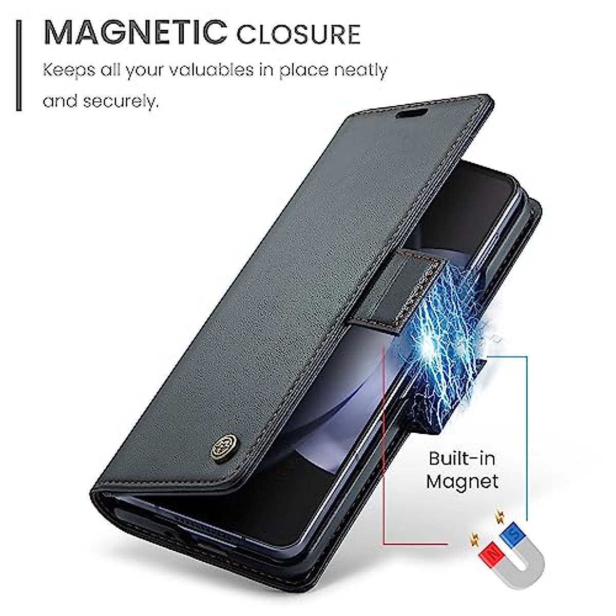 LBYZCASE for Galaxy Z Fold 5(5G 2023) Wallet Case[RFID Blocking Card Holder],Flip Folio Leather[Kickstand][Magnetic] Shockproof Protective Phone Case Cover for Samsung Galaxy Z Fold 5 (Black)