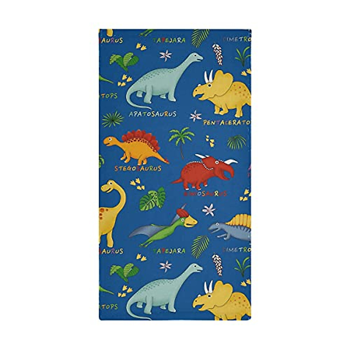 Giwawa Dinosaur Hand Towel Set of 2, Absorbent Navy Blue Dino Bath Towels Soft Cute Animal Fingertip Towel Fast Dry Terry Towel for Boys Kids Man in Bathroom Kitchen Yoga Gym Spa Decor 28.3x14.4in