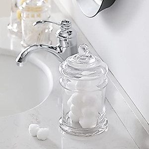 Motifeur Glass Apothecary Jars Bathroom Storage Organizer Canisters (Set of 3, Clear)