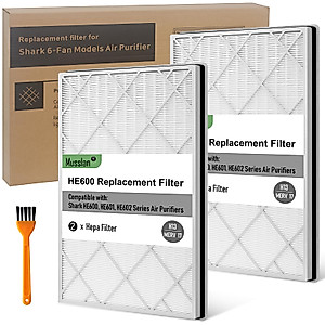 2 Pack HE601 Filter for Shark Air Purifier 6 (HE601 & HE602), HE6FKPET, HE6FKBAS, HE6FKPRO, 3-Stage Filtration System of Pre-Filter, Activated Carbon Filter and H13 True HEPA Filter