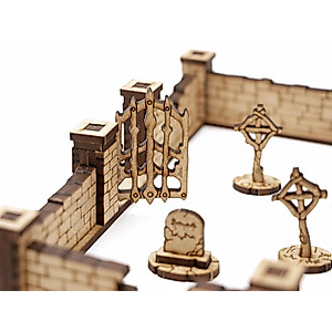 TowerRex Graveyard Crypt Cemetery D&D Terrain Buildings - DND Accessories for Dungeons & Dragons, Pathfinder, Warhammer, Tabletop Battle map Grid, Wargaming Terrain, Scenery for 32mm 28mm Miniatures