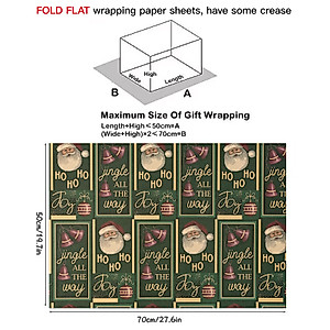 RUSPEPA Kraft Wrapping Paper Sheets - Christmas Santa Claus and Snowman Design - 12 Folded Sheets-19.68 X 27.5 Inch