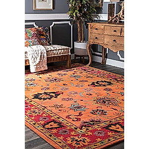 nuLOOM Montesque Hand Tufted Wool Area Rug, 8' Round, Orange