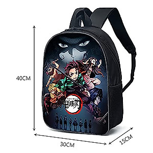 Demon Slayer Backpack Teens Anime laptop School Knapsack Toddler Travel Bag Outdoor Set of 3 (Style 10)