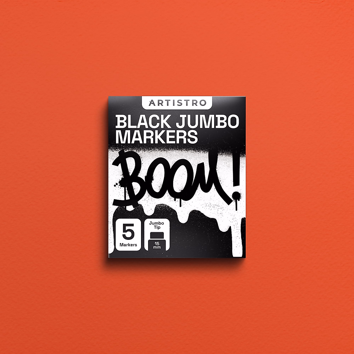 ARTISTRO Graffiti Markers, 5 Jumbo Black Markers, 15mm Jumbo Felt Tip, Acrylic Paint Markers for Rock Painting, Stone, Ceramic, Glass, Wood, Canvas