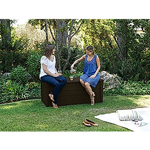 Keter Brightwood 120 Gallon Outdoor Resin Garden Patio Storage Furniture Deck Box