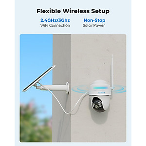 REOLINK Security Camera Wireless Outdoor, Pan Tilt Solar Powered with 2K Night Vision, 2.4/5 GHz Wi-Fi, 2-Way Talk, Works with Alexa/ Google Assistant for Home Surveillance, Argus PT w/ Solar Panel