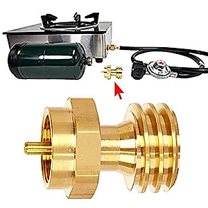Uenede Brass Propane Tank Adapter Converter Universal 1Pound/16.4oz Small Tank to QCC1/Type1 Hose or Regualtor Hexagon