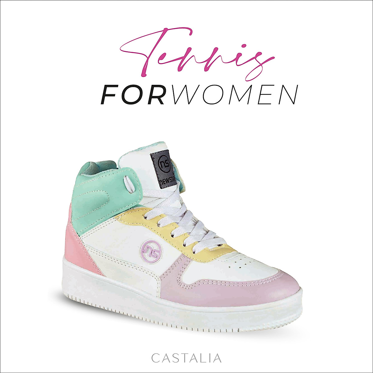 CASTALIA White Tennis Shoes Women, Stylish, Comfortable, Casual, Womens Walking, Sneakers. Non-Slip Sole. Perfect Womens Shoes, White Sneakers for Women., White, 9