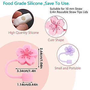 BTYHAOS Silicone Straw Cover Cap for Stanley Cup, Straw Topper Compatible with 10mm 30&40 Oz Stanley Tumbler, Dust-Proof Reusable Straw Tips Lids (Purple Flower 3pc)