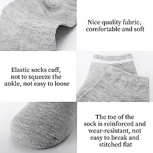 KEREDA 15 Pairs Kids Ankle Socks Boys Girls Half Cushion Low Cut Athletic Socks 9-12 Years Grey