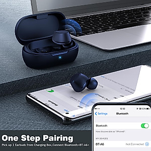 5.2 Bluetooth Headphones for Apple iPhone 16 16e 15 Pro Max 14 Plus 13, Small Ear Buds True Wireless Earbuds Earphones with Microphone Touch Control for Samsung S24 S23 Ultra Google Pixel 9 8 Blue