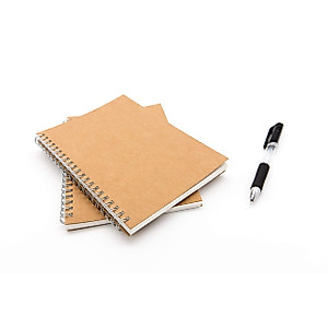 Soft Cover Spiral Notebook Journal 2-Pack, Blank Sketch Book Pad, Wirebound Memo Notepads Diary Notebook Planner with Unlined Paper, 100 Pages/ 50 Sheets, 7.5 inch x 5.1 inch (Brown)