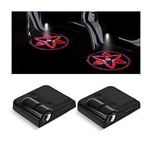 2Pcs Car Door Lights Logo Projector, Wireless LED Car Door Paste Welcome Courtesy Light, Holeless Magnet Sensor Ghost Shadow Welcome Lamp, Naruto Sharingan Light Accessories (Sharingan #1)