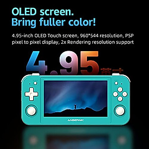 RG505 Handheld Game Console, Android 12 System Unisoc Tiger T618 CPU 4.95 Inch OLED Touch Screen With 128G TF Card 3172 Games Support 5G WIFI 5.0 Bluetooth (Turquoise)