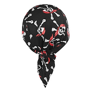 Cotton Skull Cap, Unisex Bandana Hat Pirate Headscarf Sports Headwear Sun UV Protection Cycling Bandana Running Beanie Bike Motorcycle Under Helmet Liner