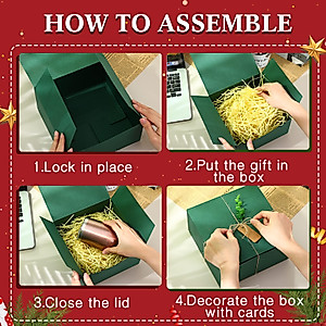 Lincia 24 Set 8'' x 8''x 4'' Mother Day Gift Boxes Square Cardboard Box with Lid Bulk Bridesmaid Proposal Square Gift Box with Jute Rope and Tag for Women Gift Wrapping(Green, Red)