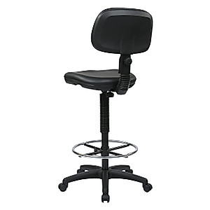 Office Star DC Series Adjustable Drafting Chair with Foot Ring and Sculptured Foam Seat, Black Vinyl