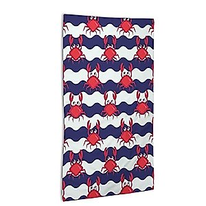 niBBuns Nautical Theme,Towel Set Bath Towels Hand Towels,Nautical Maritime Theme Crabs on Striped,Hotel Quality Super Soft and Highly Absorbent,Microfibre Towel,Blue Red,15.75x31.5in