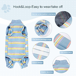 SHIAOMIN Pet Recovery Suit After Surgery - Abdominal Wounds Breathable Striped Leisure Wear Shirt, E-Collar Alternative Cats Dogs Neuter Spay Anti Licking Clothes for Male Female Pets (Large)