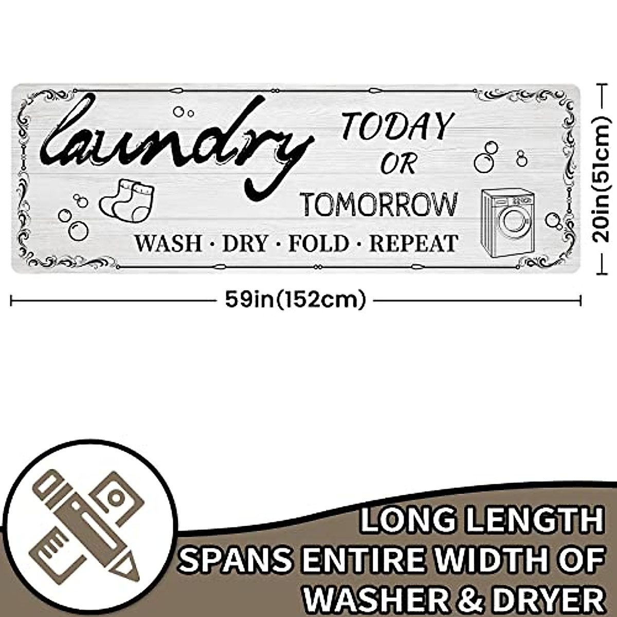 TPAPFRLY Farmhouse Laundry Room Rug 20"X59" Waterproof Laundry Mat for Laundry Room Non-Slip Entrance Rug Area Rug for Bathroom, Mudroom, Kitchen, Washroom, Light