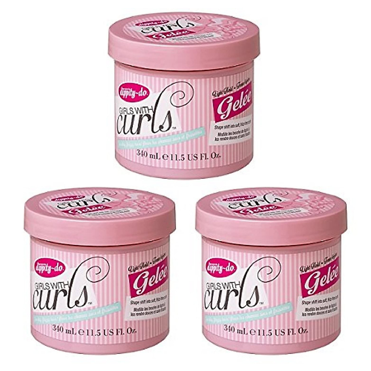Dippity Do Girls with Curls Light Hold Gelee - Shape, Smoothe & Separate Your Curls - Formulated with Aloe, Vitamin E & Wheat Protein for Frizz-Free & Never Crunchy Curls - 340 mL/11.5 fl oz - 3 Pack