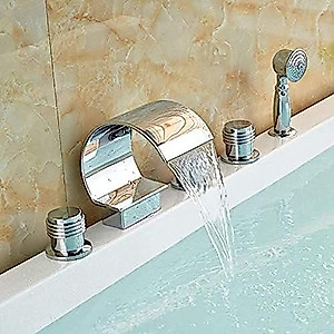 Kitchen Taps Kitchen Tap Faucet Three Handles 5 Pieces Bath Tub Faucet Brass Chorme Polish Faucet Deck Mounted Mixer Tap