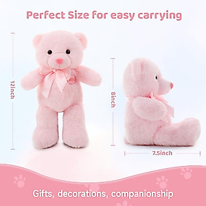 Tezituor 2 Pack Pink and Blue Teddy Bear, Small Teddy Bear Stuffed Animal Plush for Christmas Valentines Day Baby Shower Birthday, Cute Pink Blue Bear Stuffed Animal for Girl Boy