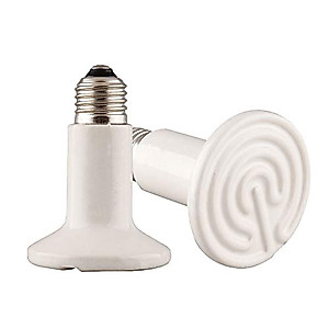 2 Pack 100W White Infrared Heat Lamp Bulbs, Ceramic Heatting Emitter Brooder Coop Pet IR Lamp Bulbs for Reptile Like Snake, Tortoise so on, No Light