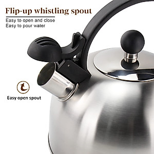 2.64QT Whistling Tea Kettle for Stove Top, Compatible with All Burners Including Induction, 18/10 Stainless Steel Stovetop Kettle Tea Kettle 2.5L