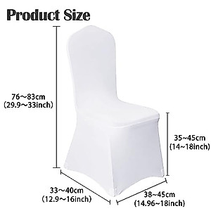 Vencede 10pcs White Stretch Spandex Chair Cover, Chair Covers for Wedding, Universal Fitted Chair Cover Protector for Party, Banquet, Event, Hotel（White 10PCS）