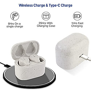 Slowbull Wireless Earbuds Bluetooth Headphones, Smart Touch Wireless Charging Bluetooth Earbuds Built-in Mic Stereo Wireless Headphones for Small Ears Compatible with iPhone, Android, Smartphone, PC