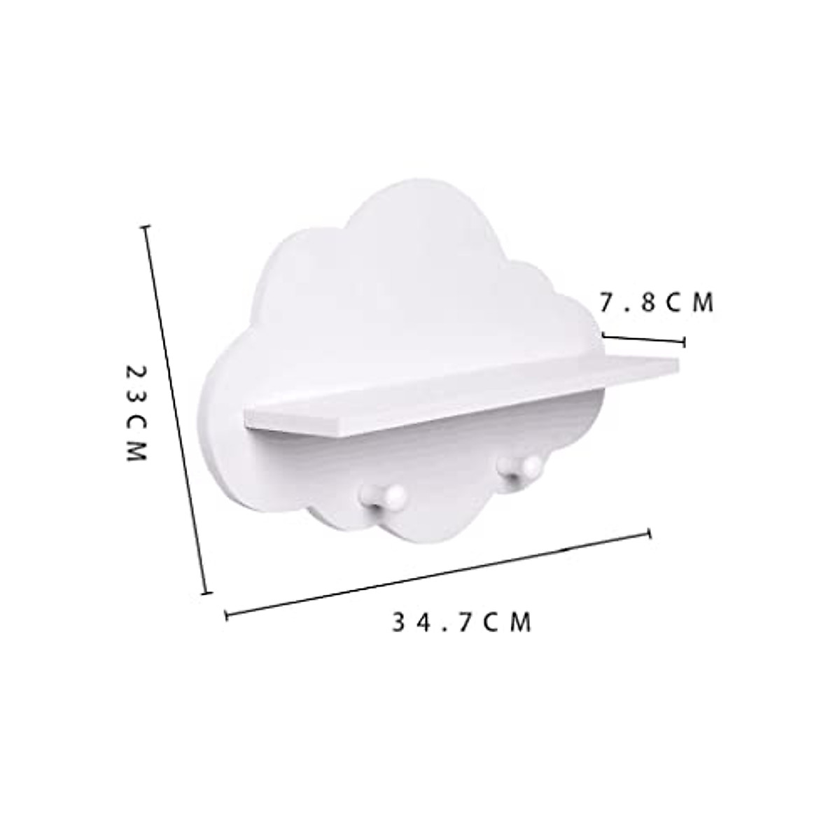 YaptheS Wood Floating Shelf, Cloud Shelves White Cloud Shape Wood Floating Shelf Coat Hanger Storage Rack Nursery Accessories, Nursery Accessories