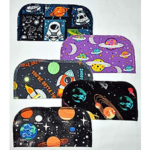 1 Ply Printed Flannel 8x8 Inches Little Wipes Set of 5 Out Of This World