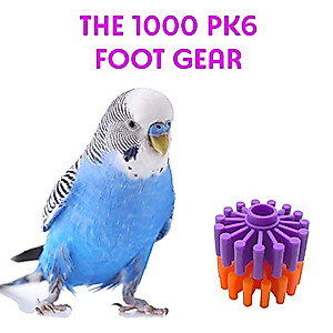 Mandarin Bird Toys by M&M 1000 Foot Gear Pk6 - Brightly Colored Durable Plastic Foot Toy Pieces, Lots of Smooth Gear Spokes, Interlocks on Side and Center, Great for Small to Medium Size Pet Birds