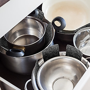 40 Pcs Pot and Pan Protectors, 5 Different Sizes Cookware Protector Pot Dividers Stacking Separators Pads for Protecting and Separating Pots and Pans, Gray