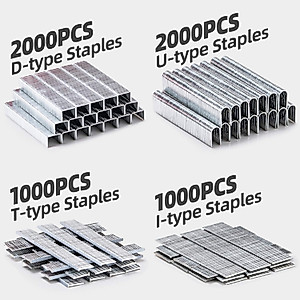 Upholstery Staple Gun Heavy Duty, PHITRIC 4 in 1 Stapler Gun with 6000 Staples, Power Finish Staplers, Manual Brad Nailer Power Adjustment Furniture Stapler Gun for Wood, Carpentry, Decoration DIY