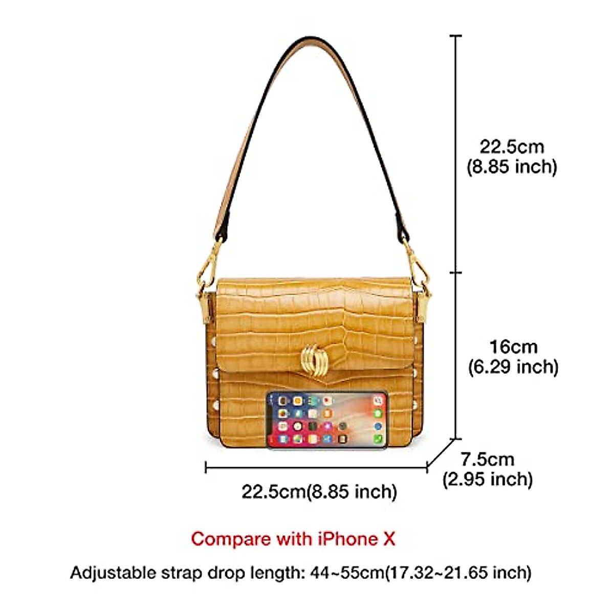 FOXLOVER Small Crossbody Bags for Women Genuine Leather Shoulder Bag Purse with 2 Shoulder Straps Handbag Fashion Caual Handle Bag