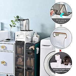 OEODJUJS 6.9" W Skinny Bathroom Storage Cabinet, 4 Tier Toilet Paper Holder Cabinet with Drawers, Narrow Pantry Cabinet for Bedroom/Kitchen Small Space, White