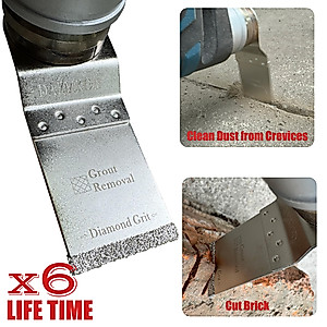 DAEMKOD Diamond Oscillating Tool Blade, Professional Multi Tool Blades Kits, Grout Removal Blade for Oscillating Tool, Fit Dewalt Bosch Worx Ryobi Milwaukee,(4 Pack)