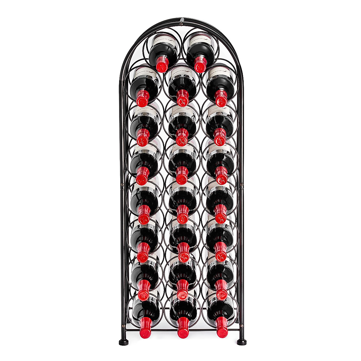 Sorbus Metal Wine Rack - Bordeaux Chateau Style Wine Cellar Stand - Holds 23 Bottles - Minimal Assembly (Black)