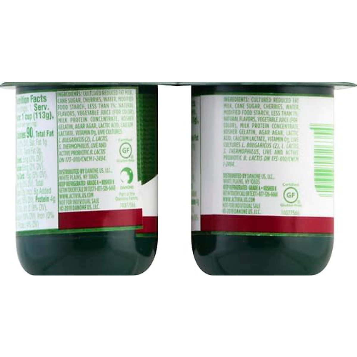 ACTIVIA Probiotic Lowfat Yogurt, Non-GMO Project Verified, Black Cherry, 16 Oz, Pack of 4