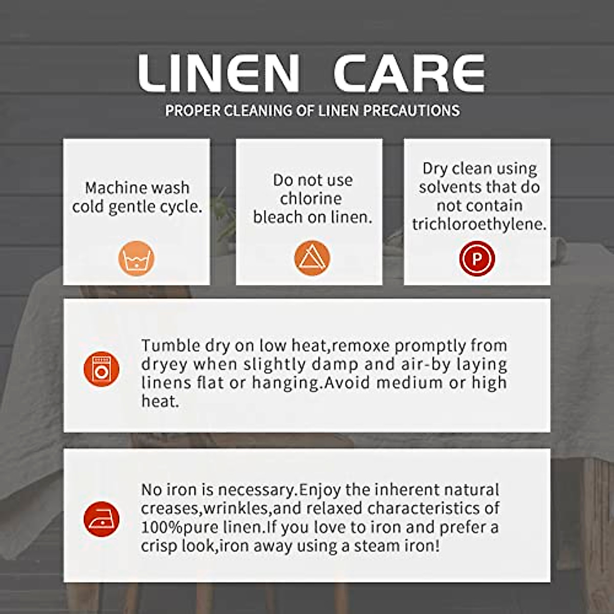 EVERLY Linen Hemstitch Tablecloth, 100% Stonewashed French Linen TableCloths for 6-Foot Rectangle Tables 60x84 Inches, Washable Thanksgiving Tablecloths, Decorative Halloween Table Cloth