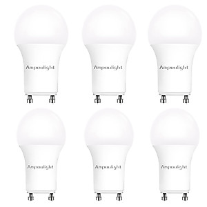 A19 GU24 Twist-in Day Light Bulb, 1200Lumen Warm White 5000K LED Bulb 12 Watt Equivalent 75W Halogen Light, Dimmable Bulb for Ceiling Fan Pendants, Floor Lamps, Wall Lamp-6 Pack