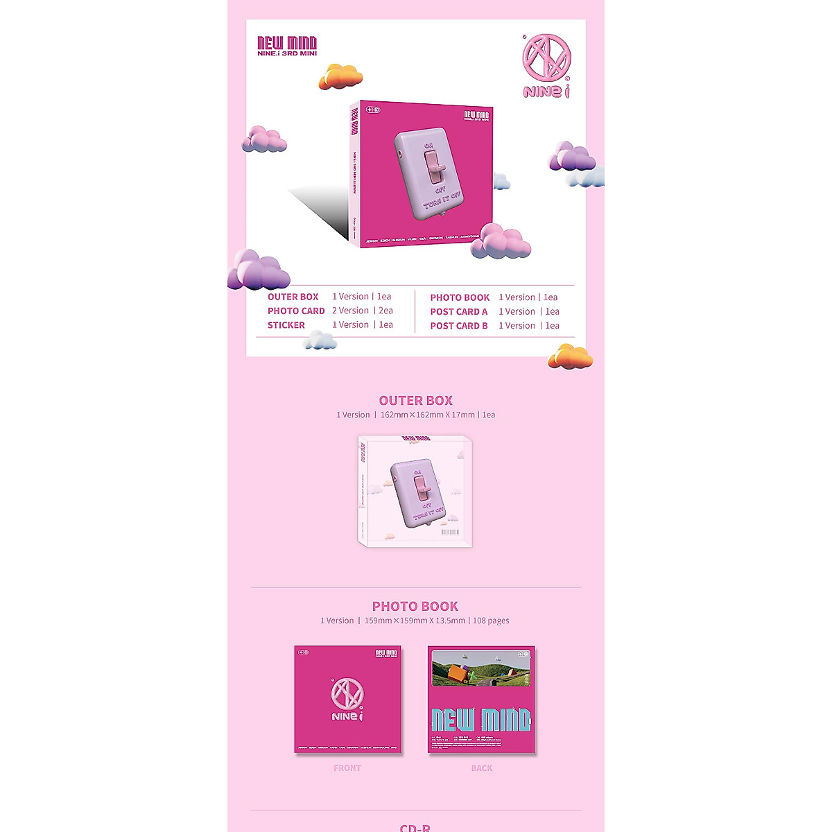 NINE.i NEW MIND 3rd Mini Album CD+POB+Photobook+Photocard+Postcard+Sticker+Tracking Sealed