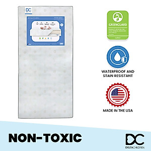 Delta Children Twinkle Galaxy Dual Sided Crib and Toddler Mattress - Premium Sustainably Sourced Fiber Core - Waterproof - GREENGUARD Gold Certified (Non-Toxic) - 7 Year Warranty - Made in USA