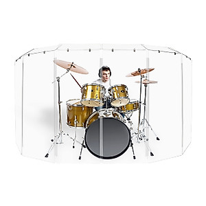 PENNZONI Drum Shield 4ft w/Deflectors & Living Hinges, Comes w/ 6 Drum Panels, Living Hinges & Deflectors Connectors, Premium Clear Acrylic Panels