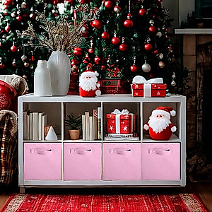 PowerKing Collapsible Storage Cubes with Handles, Fabric Foldable Bins for Closet Shelves, Durable Organization Storage Bins, 10.5'' x 11'' x 10.5'', 2 Pack, Pink