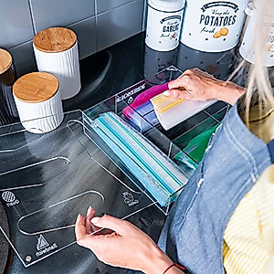 STORESIDE Acrylic Ziplock Bag Organizer - Plastic Bag Organizer - Ziplock Bag Organizer For Drawer - Compatible With All Brands - Mess Free Drawer