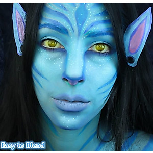 Go Ho 6 Colors Blue Face Body Paint,Cream Washable Formula Face Painting for Adults Children Halloween Cosplay,Body Paint FX Makeup Palette,Professional Face Paint Blue Makeup